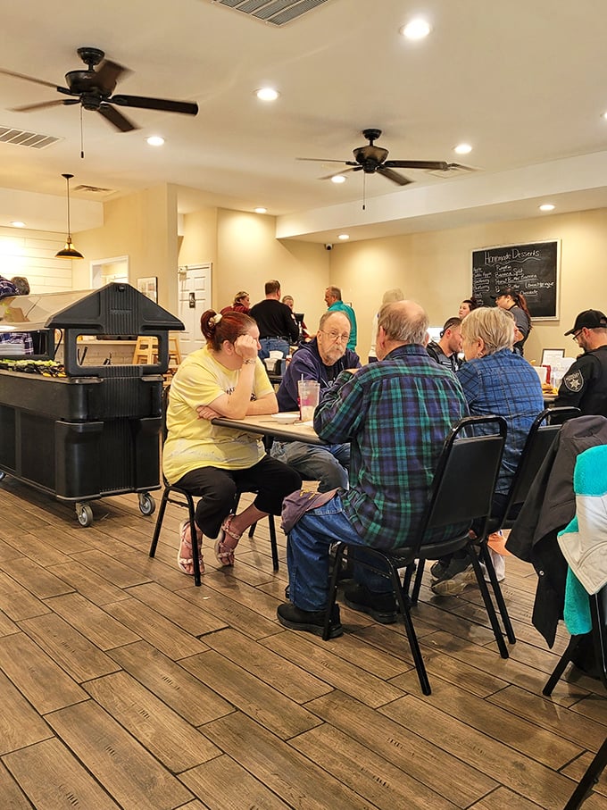 The morning crowd at Olde Country Diner&mdash;where plaid shirts gather around tables and stories are shared between sips of coffee.