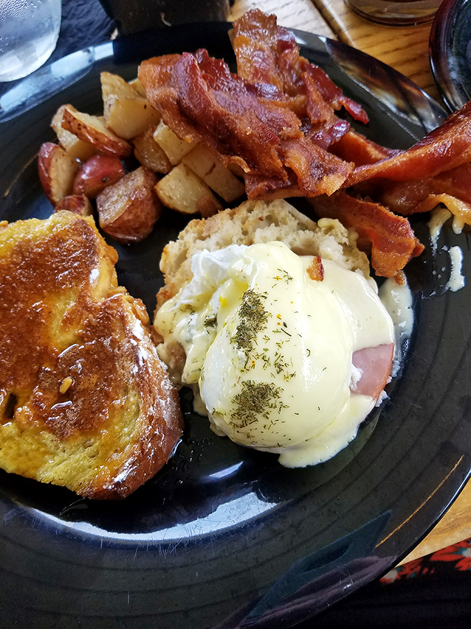 Breakfast perfection on a plate &ndash; where crispy meets creamy and savory meets sublime. Worth setting an alarm for.