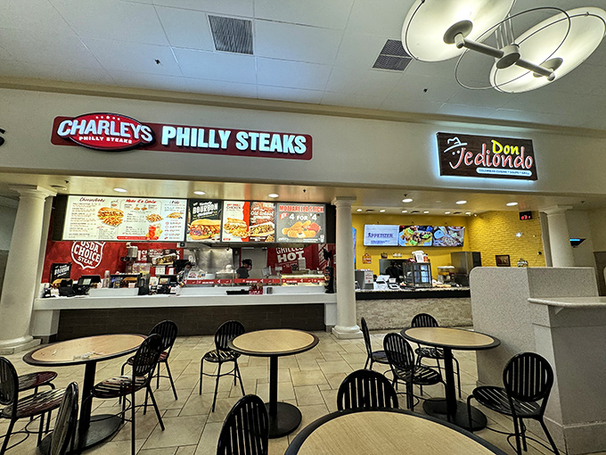 The food court: retail's version of a watering hole, where predators and prey alike refuel between shopping safaris.