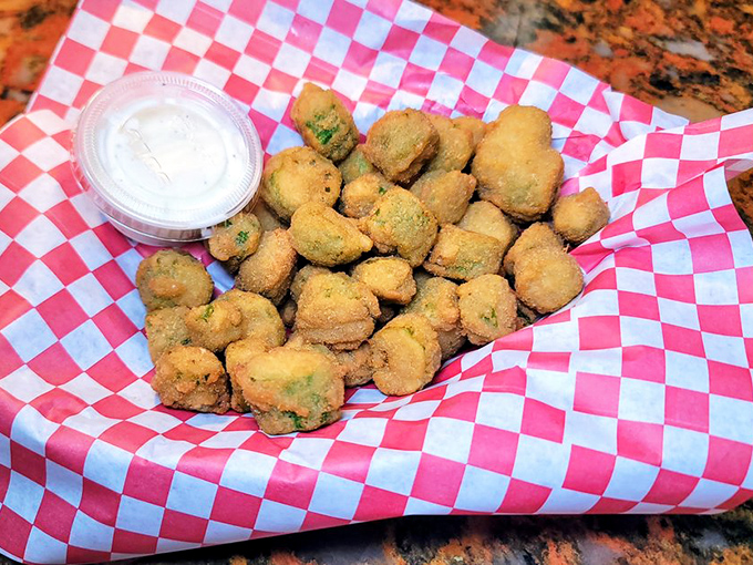 Fried okra: the South's answer to popcorn. These golden nuggets prove vegetables can be both virtuous and indulgent at the same time.
