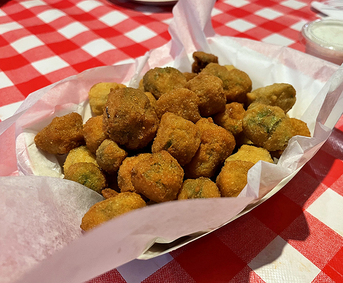 Fried okra: turning the South's most divisive vegetable into bite-sized nuggets of happiness that could convert even the most stubborn okra skeptics.