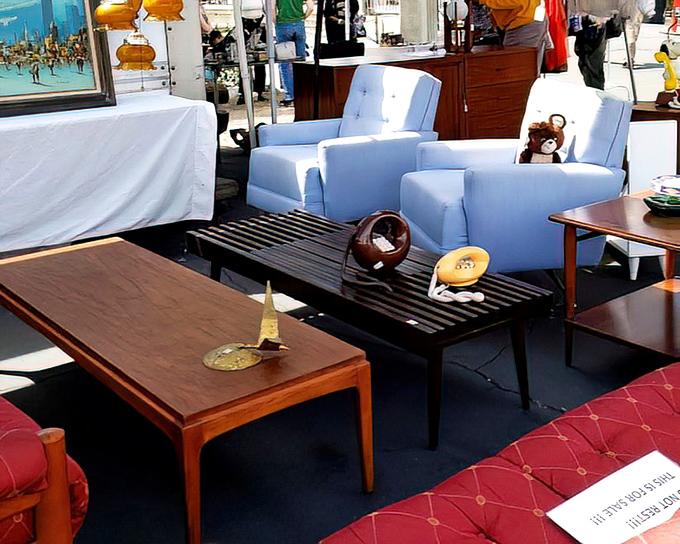 Mid-century furniture heaven where the ghost of Charles Eames nods approvingly at these clean lines and practical designs waiting for their forever homes.