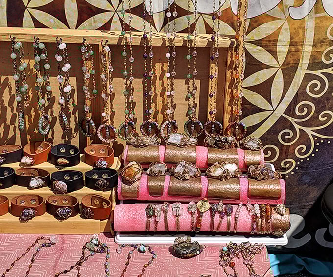 Handcrafted jewelry that whispers "artisanal" rather than screaming "mass-produced." Each piece carries stories your Amazon delivery simply can't match.