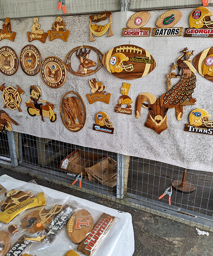 Wooden craftsmanship celebrating everything from military service to football rivalries. Wall art that proudly announces, "Yes, I'm from Tennessee, and yes, I have opinions."