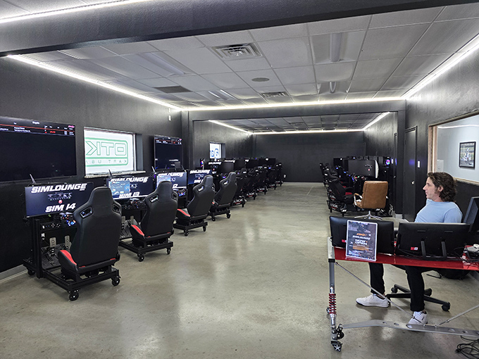 The sim racing lounge: for when your body needs a break but your competitive spirit is still drafting the person ahead of you.