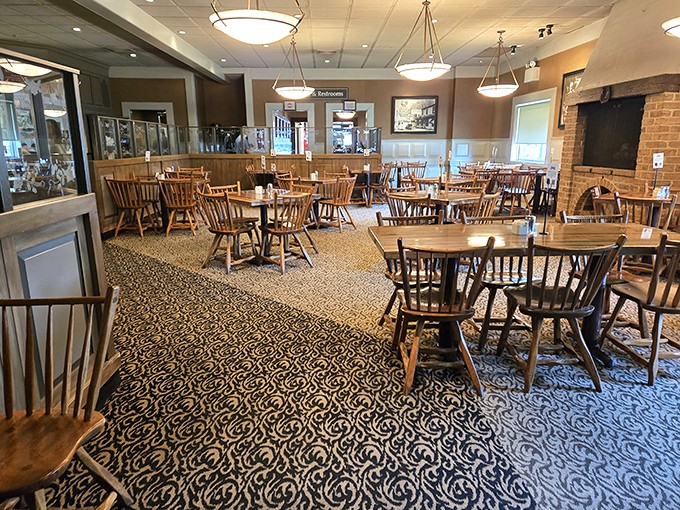 Where wooden chairs and patterned carpets set the stage for culinary memories. No Instagram filter needed for this authentic charm.