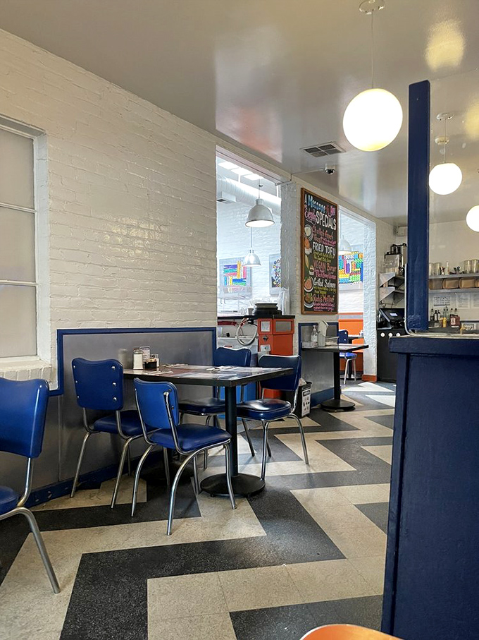 Clean lines, bright spaces, and blue chairs that say "stay awhile." Diners aren't just places to eat—they're where memories get made.