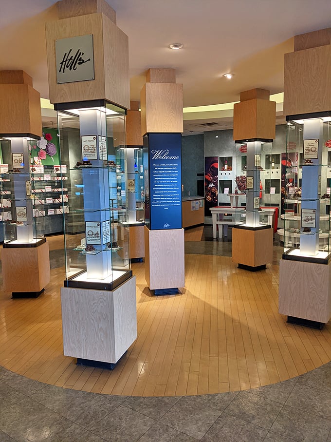 A chocolate gallery where every display case tells a different sweet story, and every visit becomes a choose-your-own-adventure of flavors.