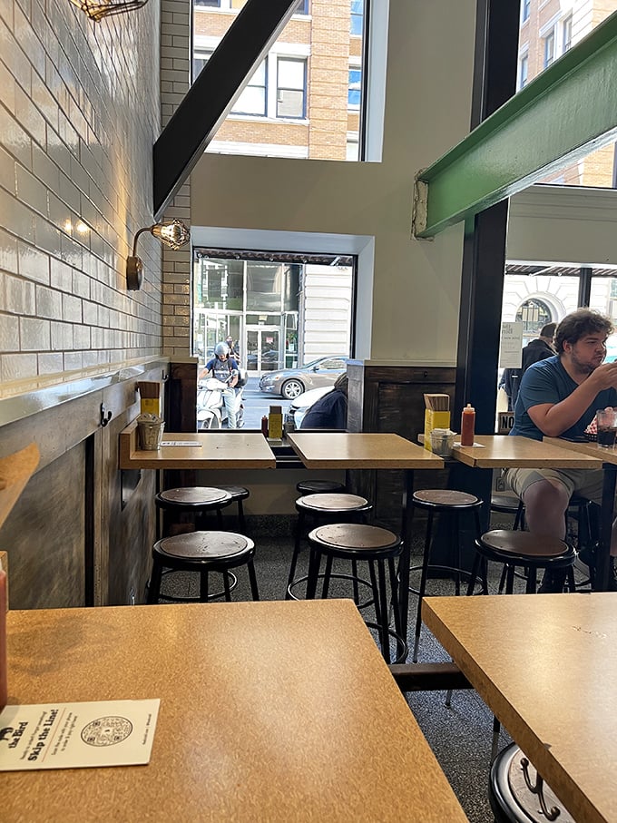 Window seats: where you can people-watch while your sandwich watches you fall in love with every bite.