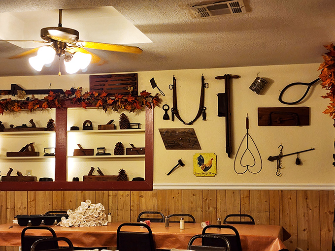 Not curated country kitsch but authentic rural artifacts that tell stories of Arkansas ingenuity. These walls could talk—and they'd talk about good food.