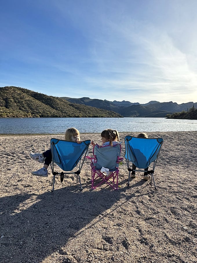 Three young philosophers contemplating life from the best seats in the house. Childhood summer memories in the making, Arizona-style.