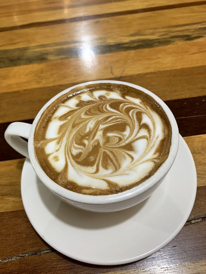 Coffee art that belongs in a museum. This latte says, "Yes, we're in rural Nevada, and yes, we still know how to make your coffee Instagram-worthy."