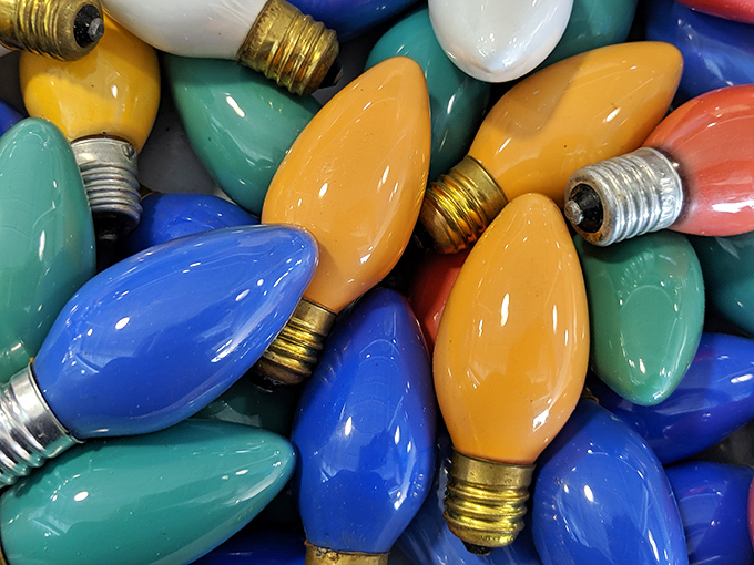 Vintage Christmas lights create a colorful mosaic of holiday potential&mdash;each bulb a tiny time machine to celebrations yet to come.