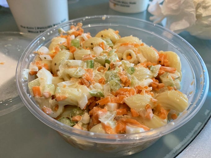 Macaroni salad elevated beyond picnic status&mdash;each pasta shell cradles just the right amount of creamy dressing and crunchy vegetables.