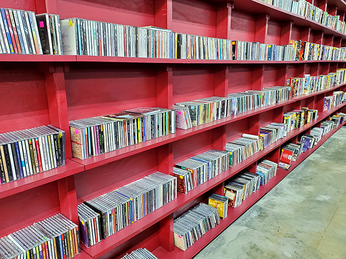 The DVD section—a physical Netflix from the days when "streaming" meant something was wrong with your plumbing.