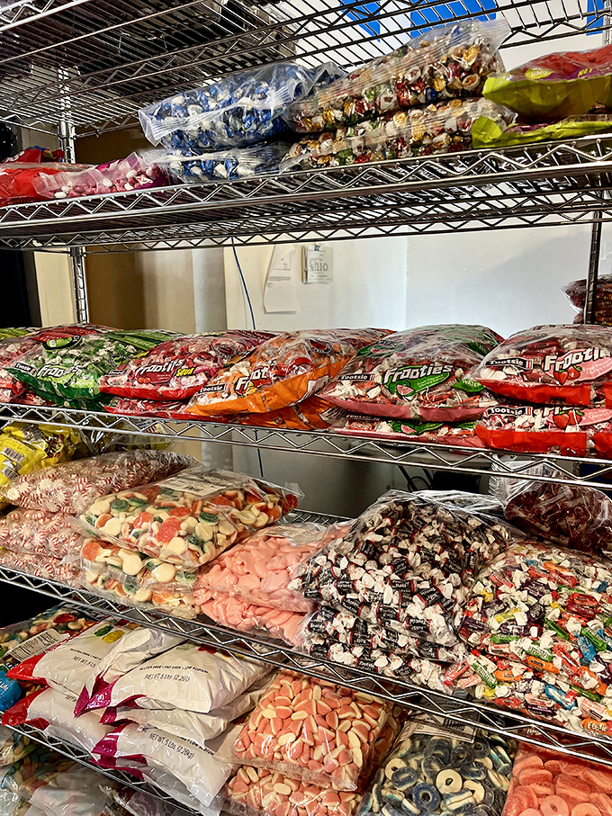 The Pocky display stands proud alongside international treats, proving that candy appreciation knows no borders—just delicious, crunchy, chocolate-dipped joy.