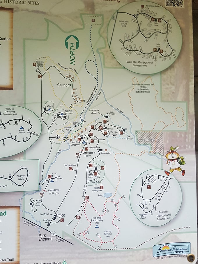 The park map &ndash; where "you are here" meets "you could be there." A treasure map for grown-ups with comfortable shoes instead of pirates.