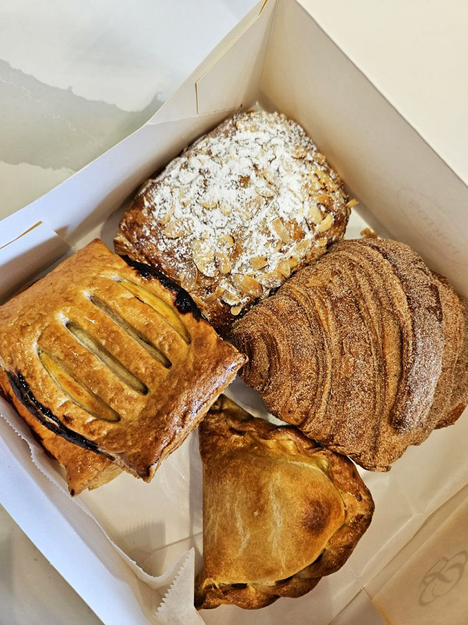 Pastry box heaven&mdash;where flaky, golden-brown treasures nestle together like delicious puzzle pieces waiting to be devoured one by one.