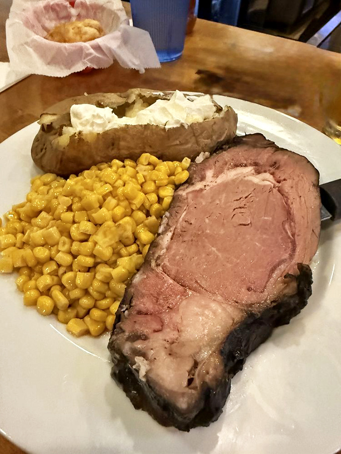 Prime rib that's traveled back in time from the golden age of American steakhouses. The kind of meal that demands a moment of respectful silence.