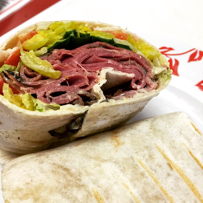 A wrap so perfectly constructed it deserves its own architectural award. Layers of flavor wrapped up like the best kind of present.