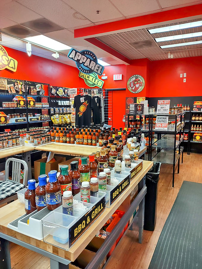 A hot sauce wonderland that promises to transform your home cooking from "meh" to "more please" with one fiery bottle.
