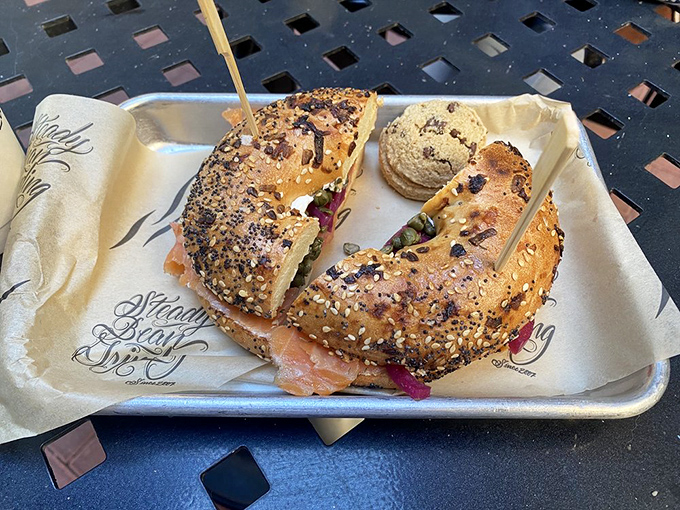 The smoked salmon bagel comes with a cookie wingman because even perfect flavor combinations appreciate a sweet third wheel.