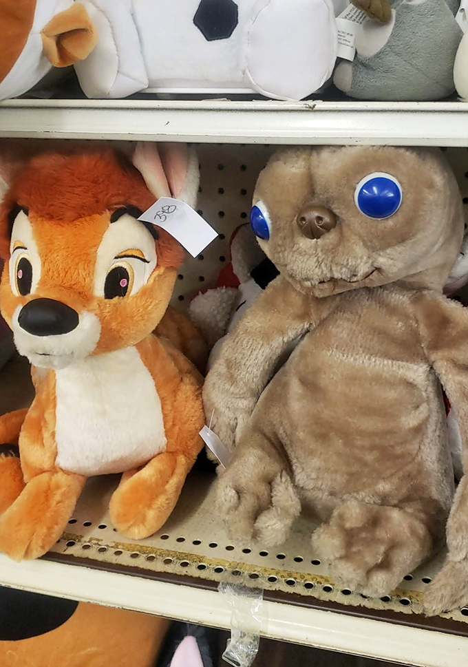 Bambi meets... whatever that blue-eyed creature is. These plush companions have seen things, and they're ready for their second act in your child's arms.