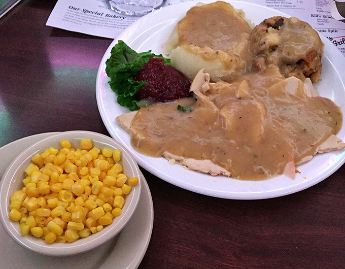 Turkey dinner isn't just for Thanksgiving at 50's Grill. This plate whispers, "Take a nap after me," and honestly, who are we to argue?