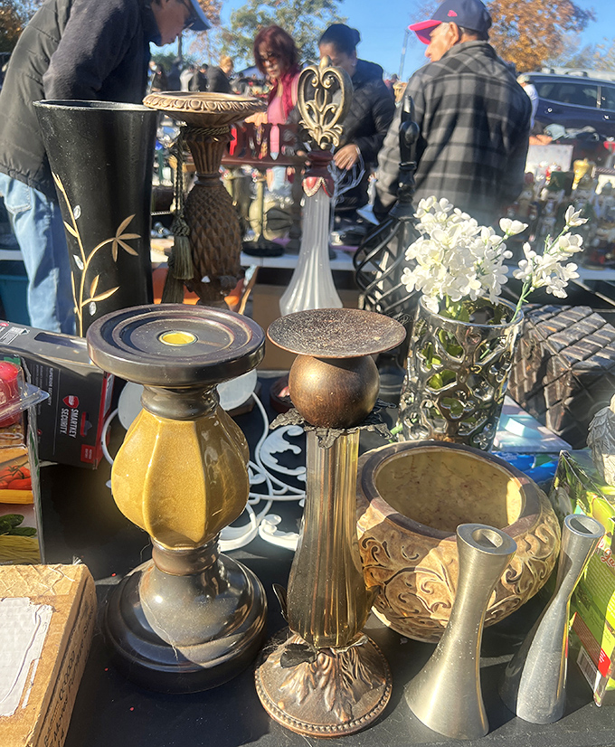 Brass and glass treasures catching sunlight like forgotten Hollywood starlets waiting for their comeback moment on your mantelpiece.