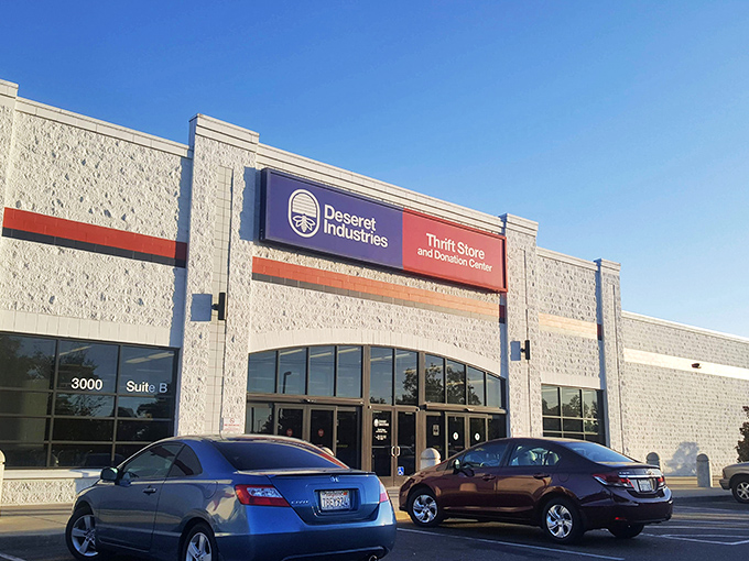 Deseret Industries' modern exterior and professional signage elevate thrift shopping from bargain hunting to legitimate retail therapy.