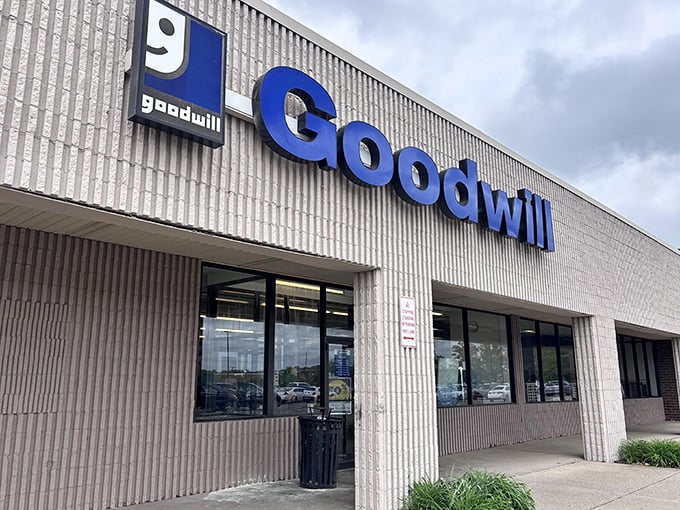 Goodwill's clean, modern storefront stands like a beacon of hope for both bargain hunters and those seeking to declutter responsibly