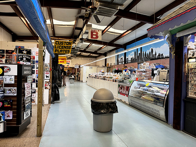 Yellow and blue entrance welcomes bargain hunters like a cheerful lighthouse guiding ships to safe shopping harbors.