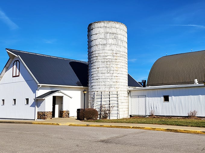 The Barn Restaurant's impressive structure stands as a cathedral to comfort food, complete with a silo that could be filled with their gravy and nobody would complain.