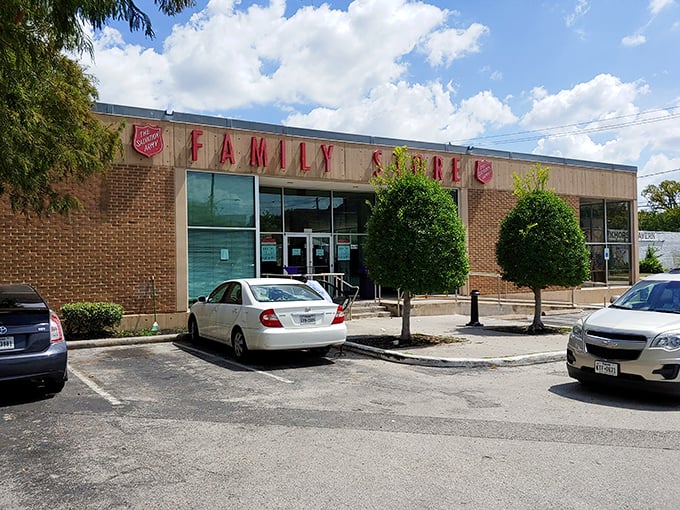 The Salvation Army's brick facade might look unassuming, but inside lies a wonderland of secondhand surprises.
