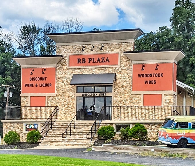 Woodstock Vibes lives up to its name with a stone facade that looks like it's been hosting peace and love since 1969.