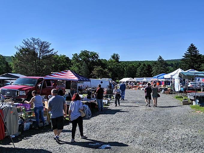 Tents of temptation! Blue Ridge Flea Market's colorful canopies shelter treasures waiting to be discovered by eagle-eyed shoppers.