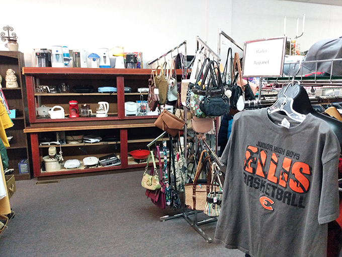 Inside Ellis Thrift Shop, local treasures await. That Ellis basketball shirt might have stories of hometown glory attached to it.