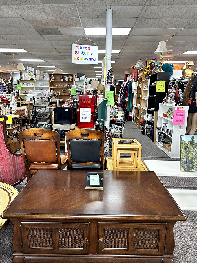 From the street, you'd never guess the wonderland of furniture, clothing, and home goods waiting inside Hidden Treasures.