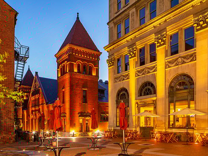 Lancaster: Evening casts a golden glow on buildings that have witnessed generations enjoying small-town affordability.
