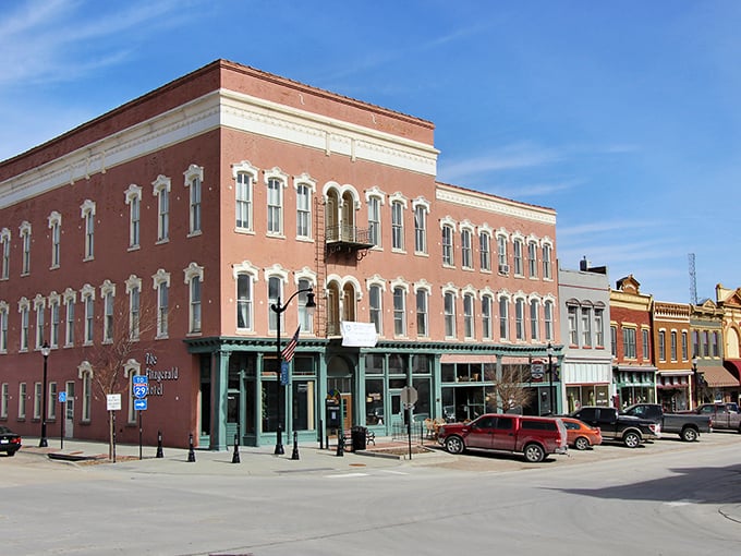 The impressive architecture of Plattsmouth's downtown reminds us that beauty and budget-friendliness can coexist perfectly in small-town Nebraska.