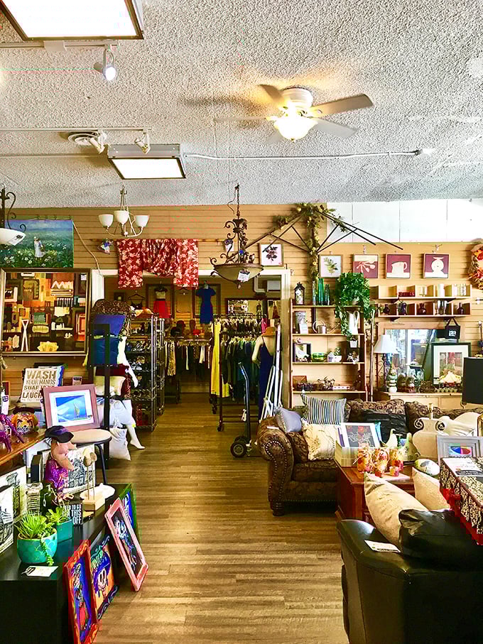 Racks of carefully curated clothing await at Crossroads. Where your next favorite outfit is hiding between someone else's castoffs.