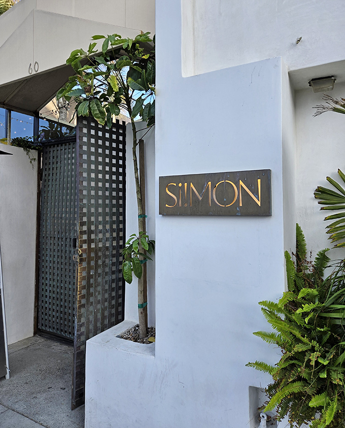 Clean lines and tropical plants frame the entrance to some of the most exciting ceviche this side of Lima.