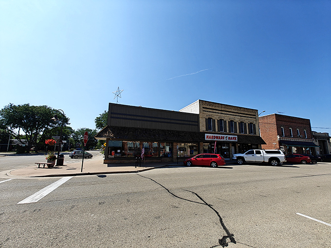 The historic storefronts of Spring Green stand like a lineup of old friends who've weathered decades of trends without changing their style.