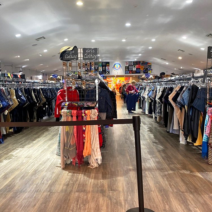 Inside this retro paradise, clothing racks create narrow pathways of discovery&mdash;like walking through a fashion time tunnel.