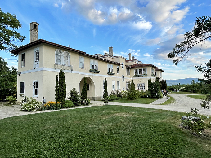 Aldworth Manor stands like a Mediterranean dream that somehow landed in New Hampshire, proving geography is sometimes just a state of mind.
