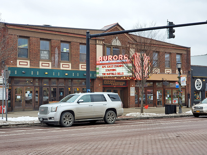 The Aurora Theatre's classic marquee lights up Main Street with the promise of entertainment at prices that won't require a second mortgage.
