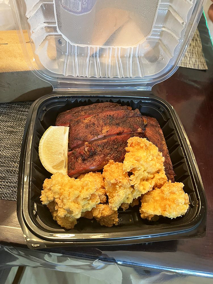 Seafood that's taken a delicious detour through smoke country, with hushpuppies playing the perfect supporting role.