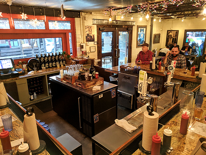 The bar area&mdash;where bourbon and barbecue create the kind of friendship that country songs are written about.