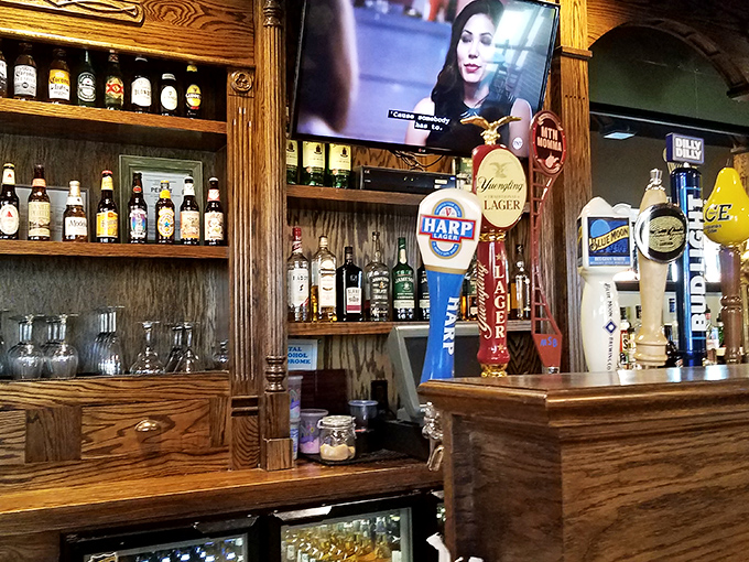 A bar stocked with liquid sunshine from the Emerald Isle. Those taps have poured more stories than a bestselling novelist.