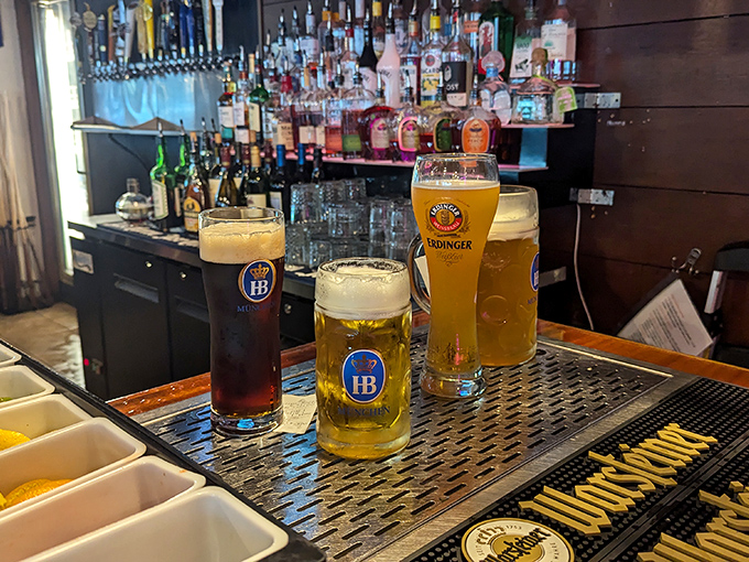 The bar doesn't just serve drinks &ndash; it's a shrine to German brewing tradition, with proper glassware that would make a Bavarian brewmaster nod in approval.